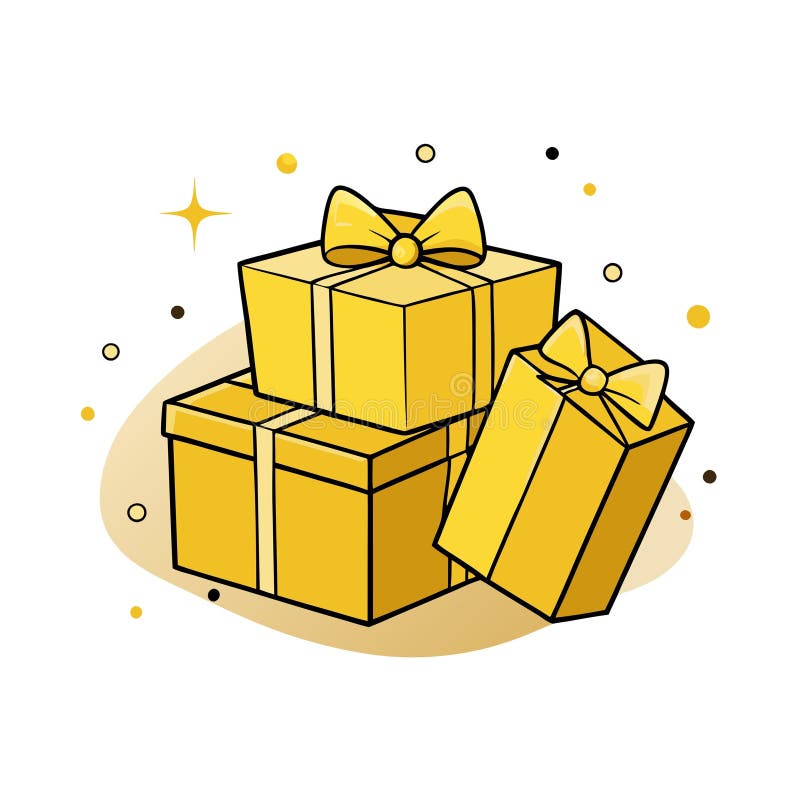Gold Gift Boxes and Gold Glitter Particles with Bokeh Light Background ...