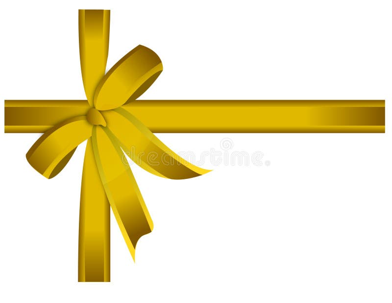 Gold gift, ribbon and bow stock vector. Illustration of satin - 16058753