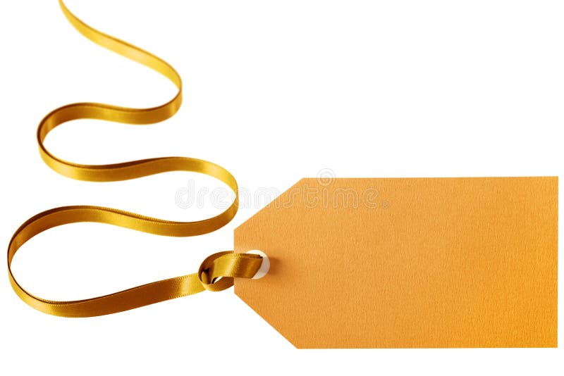 Gold Gift Ribbon Bow Straight Horizontal Isolated on White Background ...