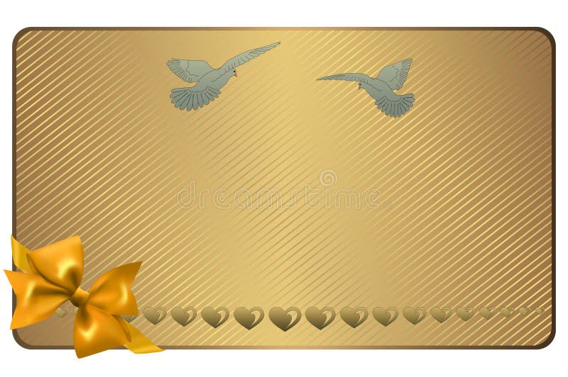Gold gift or wedding card. stock illustration. Illustration of gift ...
