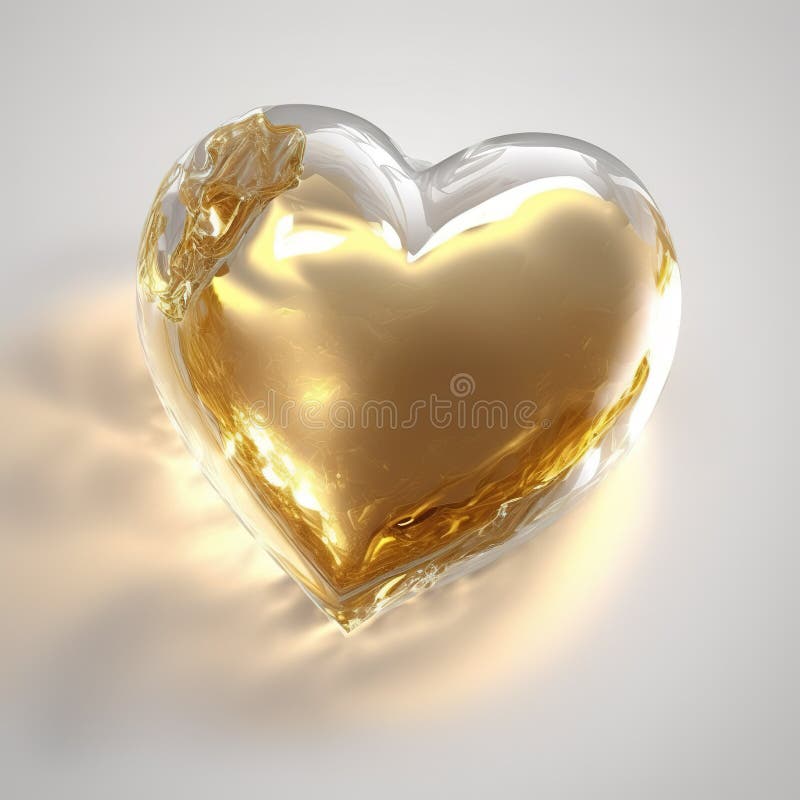 Gold Glass Heart. AI Render. Stock Image - Image of template, blowing ...