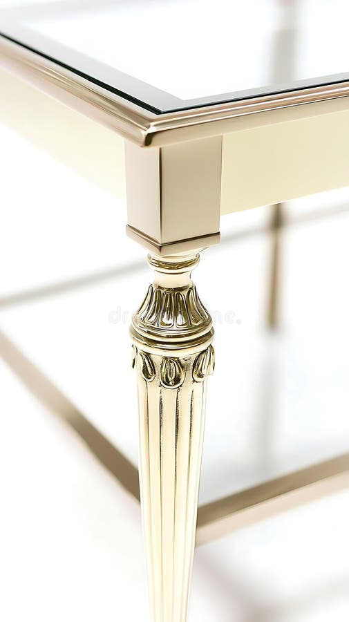 A Gold and Glass Table with a Gold Base Stock Illustration ...