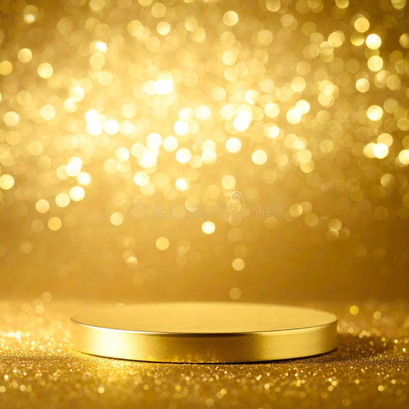 Gold Glitter Background with Round Display Platform Stock Illustration ...