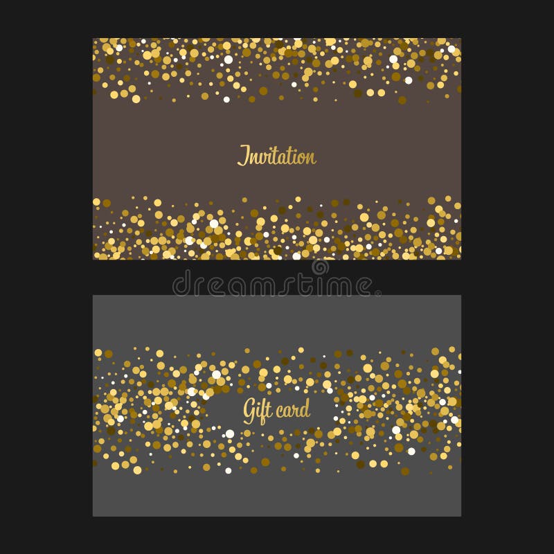 Invitation Template with Gold Glitter Confetti Background. Festive ...