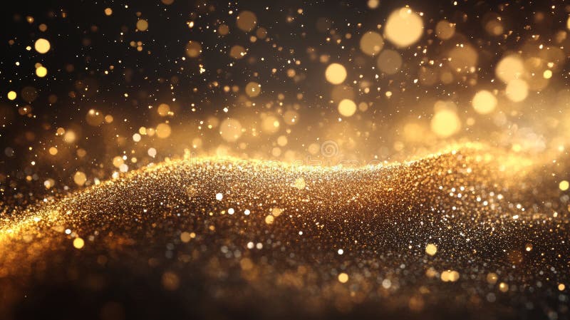 Gold Glitter Background. Wavy Golden Particles Flow. Celebration ...