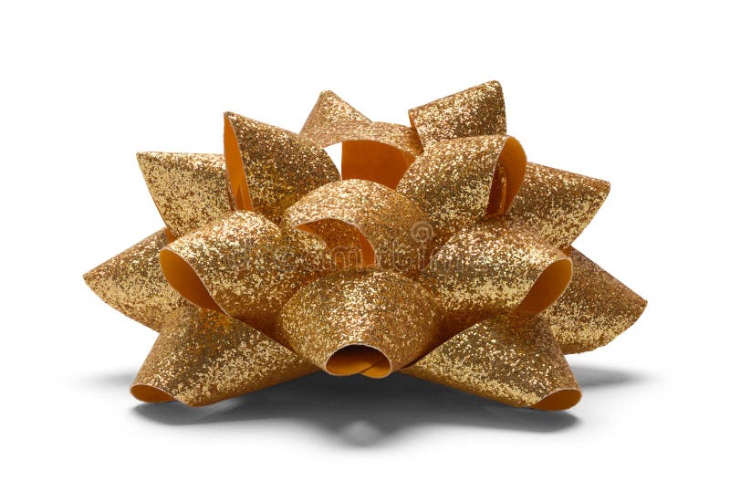 Gold Glitter Bow Side View stock image. Image of view - 153390017