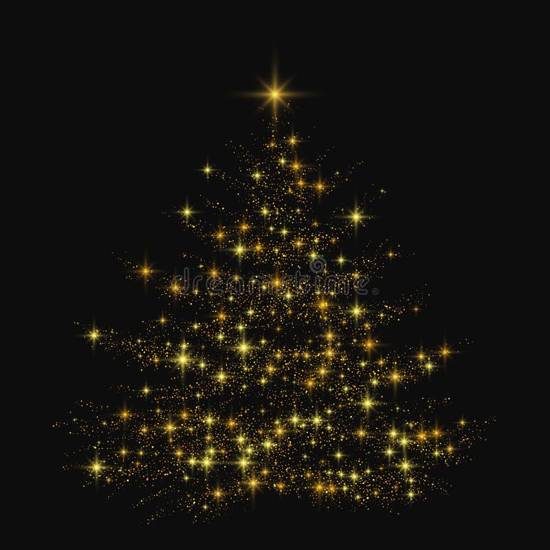 Gold Glitter Christmas Tree. Vector Light Effect Stock Vector ...