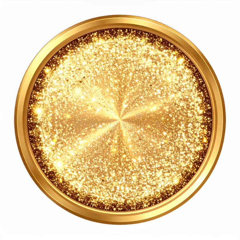 Gold Glitter Circular Badge with Golden Frame Stock Illustration ...
