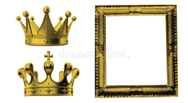 Gold Glitter Collage Photo Frame Template with a Transparent Crown Set ...