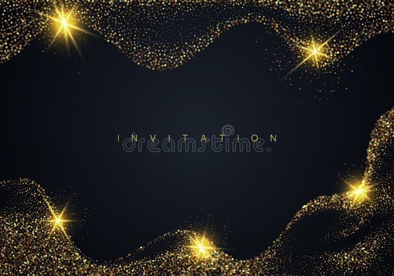 Gold Glitter Confetti Wave on Black Background Stock Vector ...