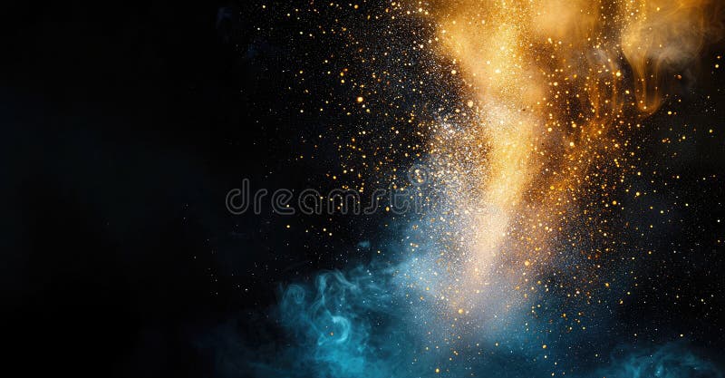 Gold Glitter Dust Sparkles Against a Black Background Stock Image ...
