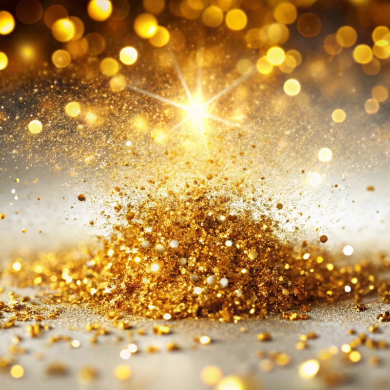 Gold Glitter Explosion with Sparkles and Bokeh Effect Stock ...