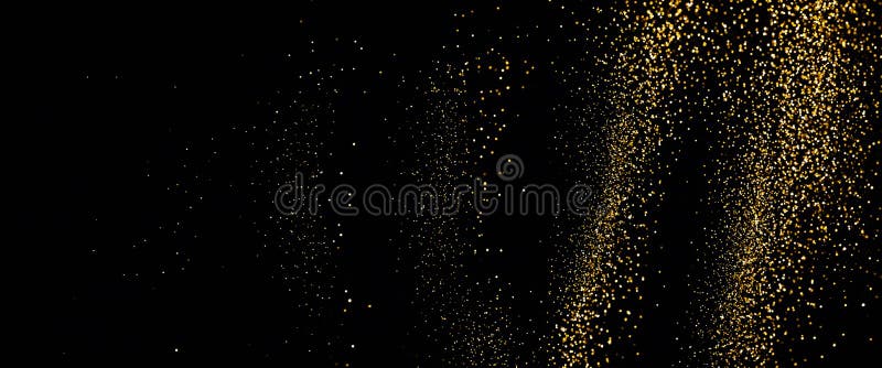 Gold Glitter Falling on Black Background, Sparkling Effect, Festive ...