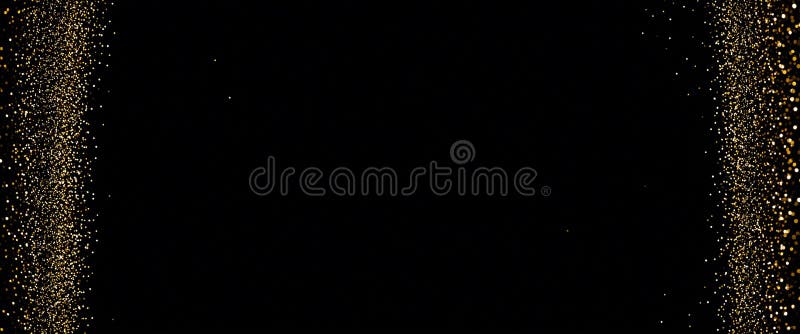 Gold Glitter Falling on Black Background, Sparkling Effect, Festive ...