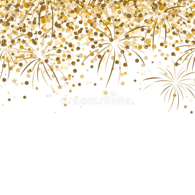 Gold Glitter and Fireworks Display Seamless Border Pattern. Glittering ...