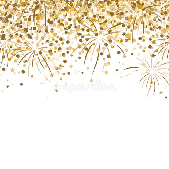 Gold Glitter and Fireworks Display Seamless Border Pattern. Glittering ...