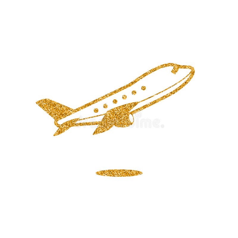 Gold Glitter Icon - Airplane Stock Vector - Illustration of industry ...
