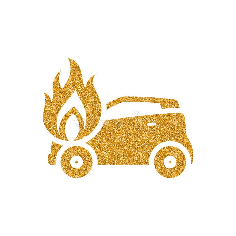 Gold Glitter Icon - Car on Fire Stock Vector - Illustration of hood ...