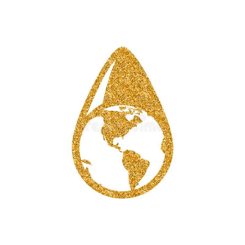 Gold Glitter Icon - Earth Water Drop Stock Vector - Illustration of ...