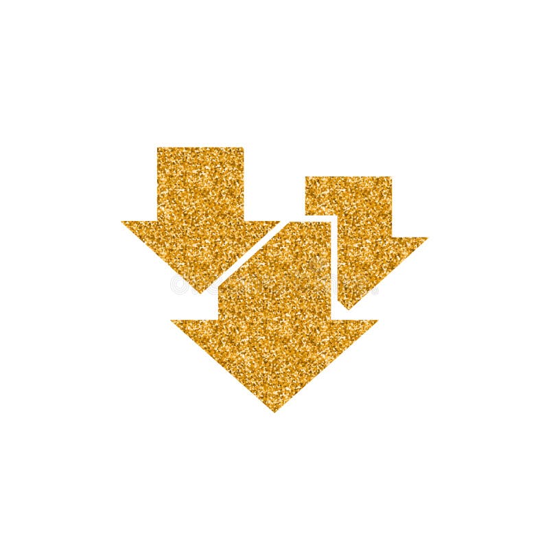 Gold Glitter Icon - Multiple Down Arrow Stock Vector - Illustration of ...