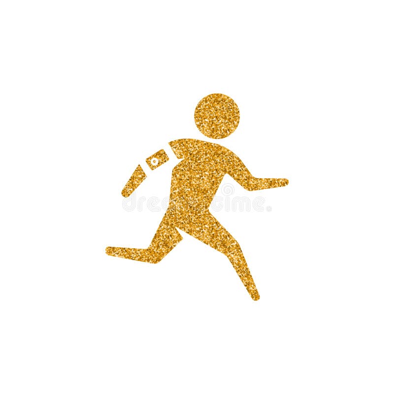 Gold Glitter Icon - Running Athlete Stock Vector - Illustration of gold ...