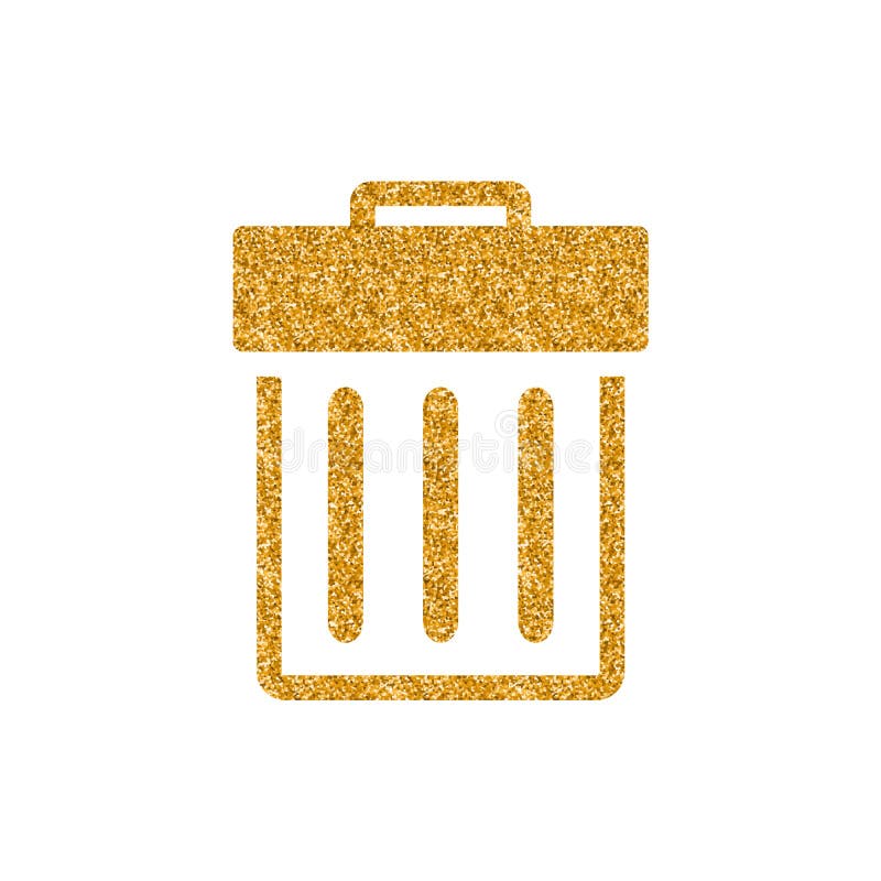 Gold Glitter Icon - Trash Bin Stock Vector - Illustration of gold ...