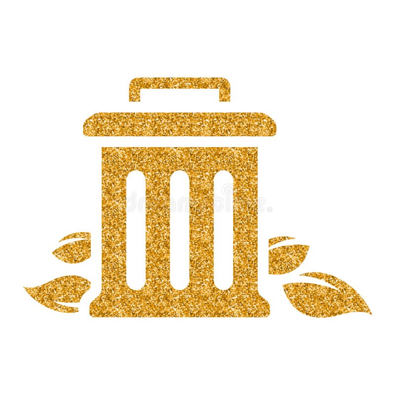 Gold Glitter Icon - Trash Bin Stock Vector - Illustration of object ...