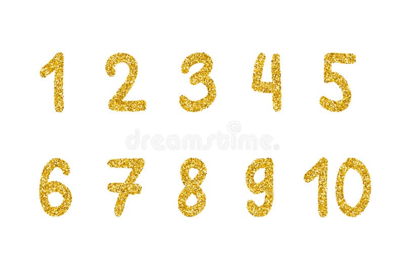 Gold glitter numbers. stock vector. Illustration of character - 85575045