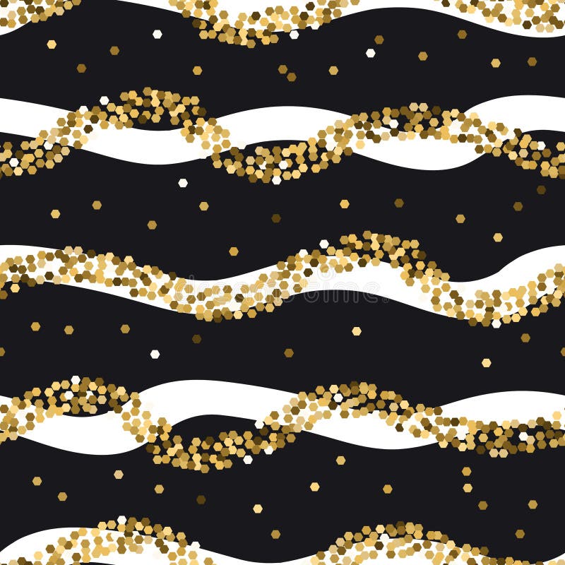 Gold Glitter Seamless Vector Pattern Stock Vector Illustration Of