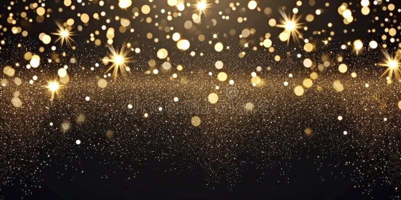 Gold Glitter and Shiny Golden Rain on Black Background Stock ...