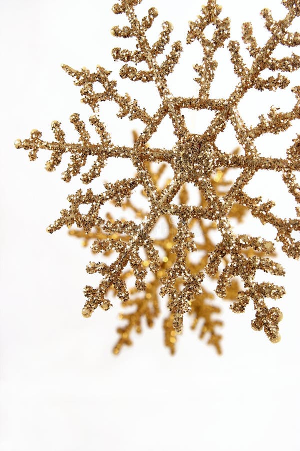 Gold Glitter Snowflake Ornaments Vertical Stock Photo - Image of ...