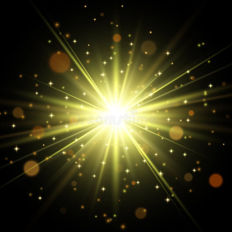 Gold Glitter Star Burst with Sparkles. Vector Glow Light Effect Stock ...