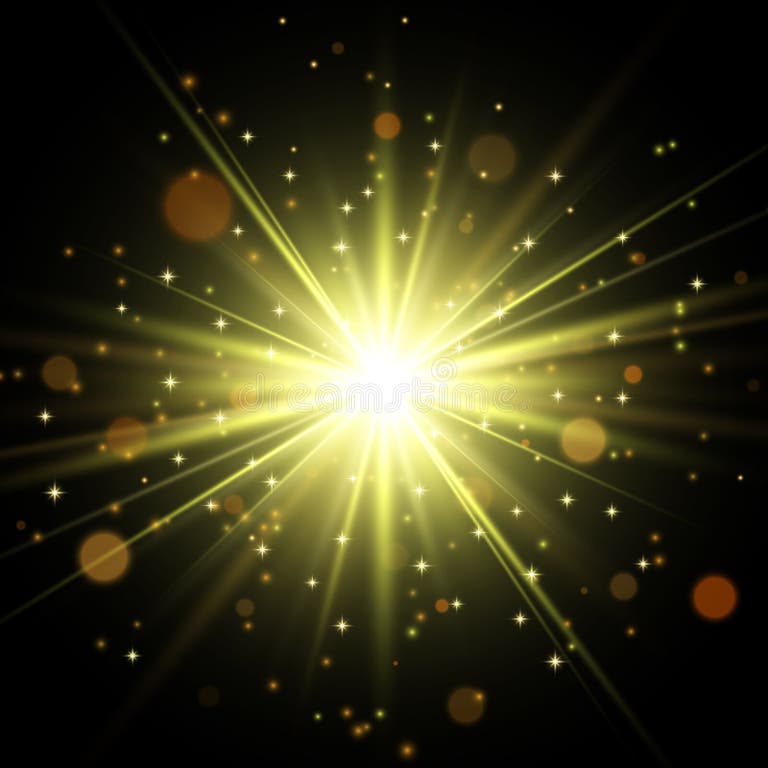 Gold Glitter Star Burst with Sparkles. Vector Glow Light Effect Stock ...