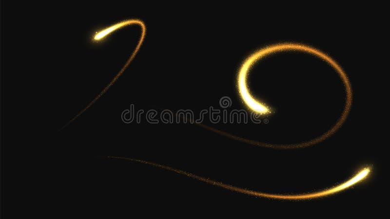 Gold Glitter Star Dust Trail. Vector Transparent Light Effects Stock ...