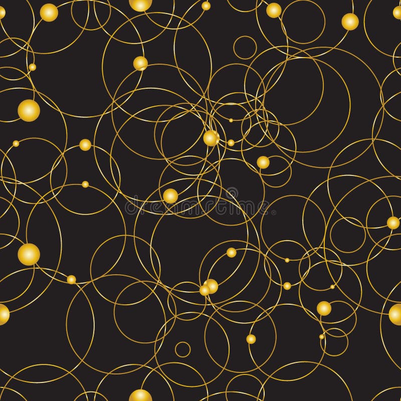 Gold Glitter Texture Scattered Circles Over Black Background Seamless ...