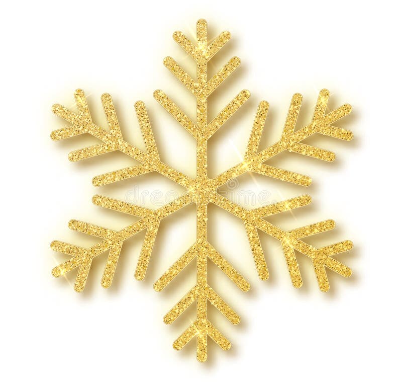 Gold Glitter Texture Snowflake Isolated on White Background. Vector ...