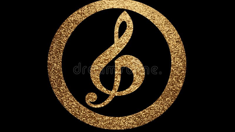 Gold Glitter Treble Clef Emblem on Black Circular Background Stock ...