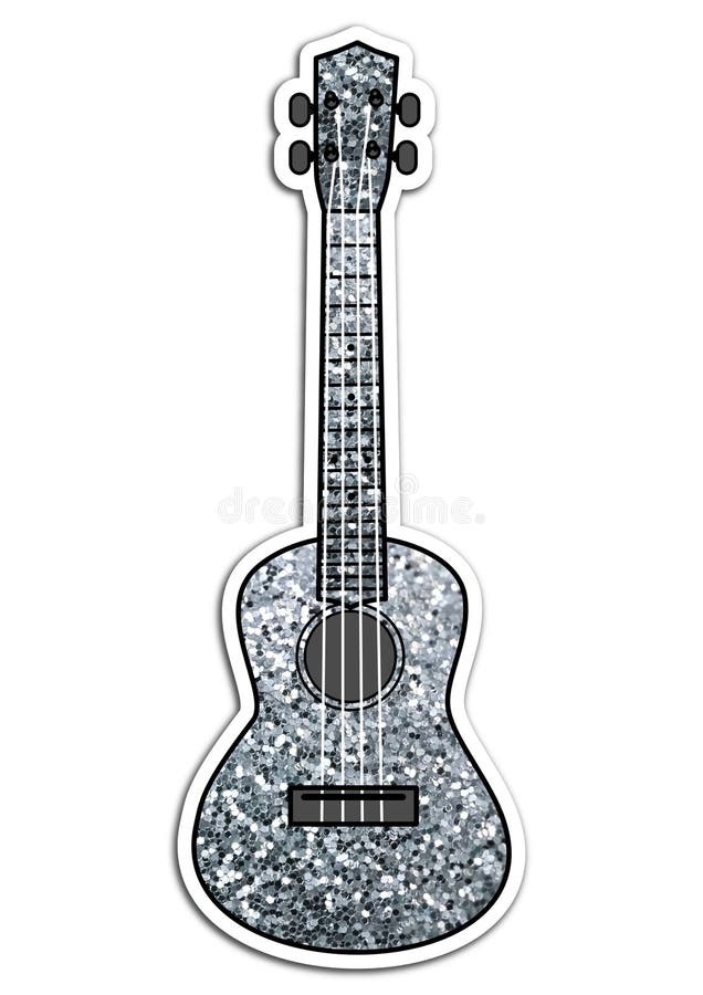 Silver Glitter Ukulele Digital Sticker Clipart with Shadow Stock Photo ...