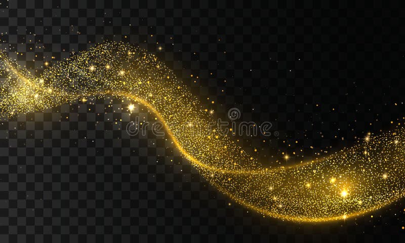 Glitter Wave on Transparent Background. Gold Sparkling Glitter Trail ... Glitter Wave on Transparent Background. Gold Sparkling Glitter Trail ...