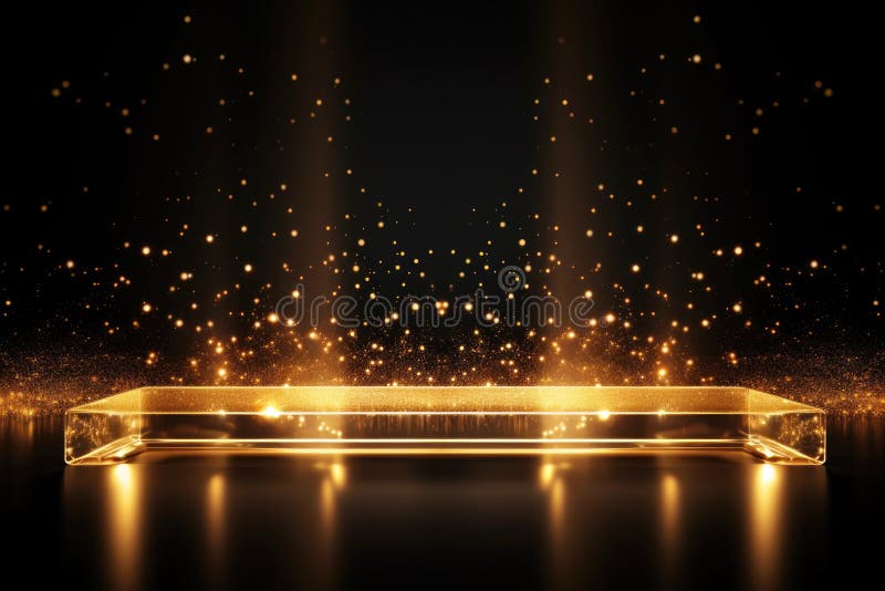 Gold Glittering Podium on Black Stock Illustration - Illustration of ...