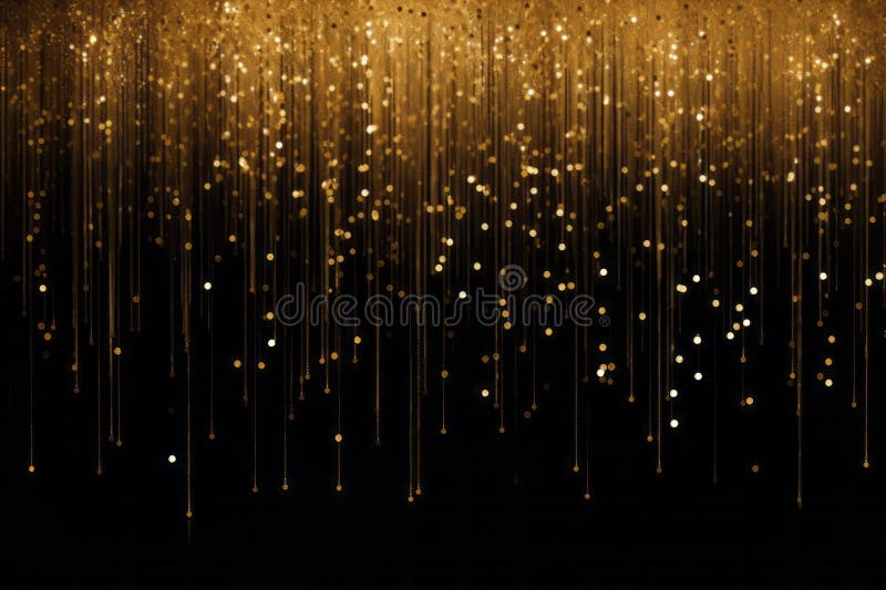 Gold Glittering Rain Like a Curtain Background with Blank Space Stock ...