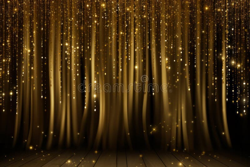 Gold Glittering Rain Like Curtain Background Blank Space Stock Photos ...