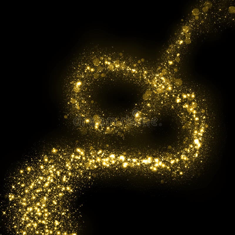 Gold Glittering Stars Dust Magic Trail. Stock Image - Image of light ...