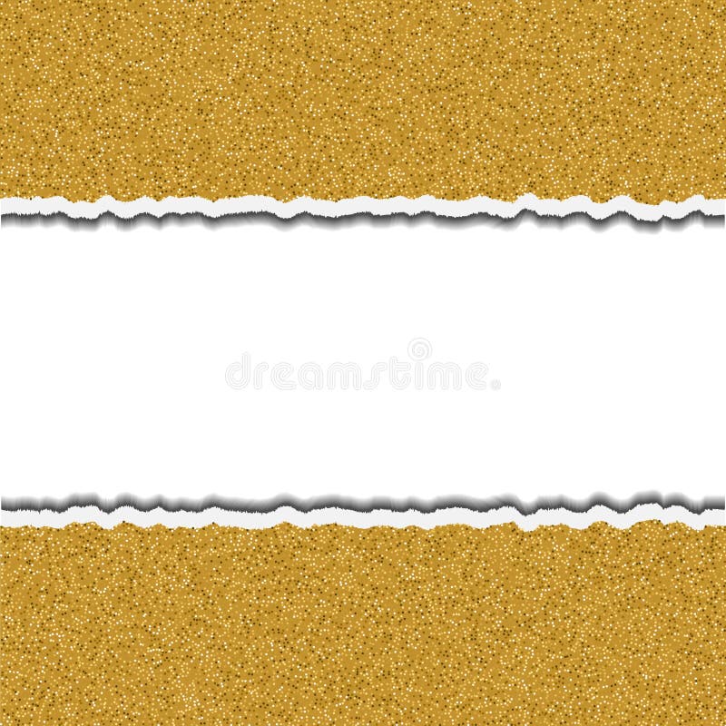 Gold Glittering Torn Paper Pieces. Ripped Frame Vector Illustration ...