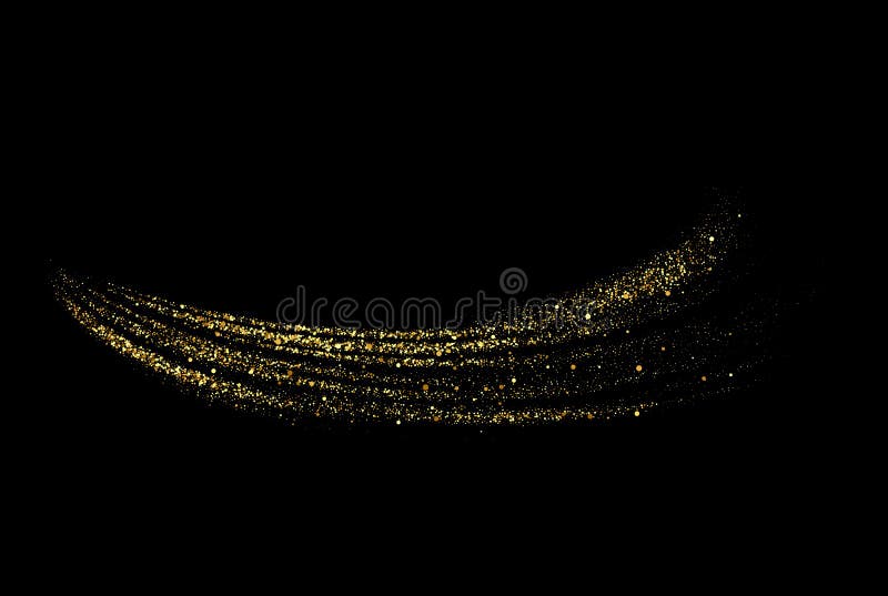 Gold Glitters Wave. Vector Golden Sparkling Stardust Trail. Magic ...