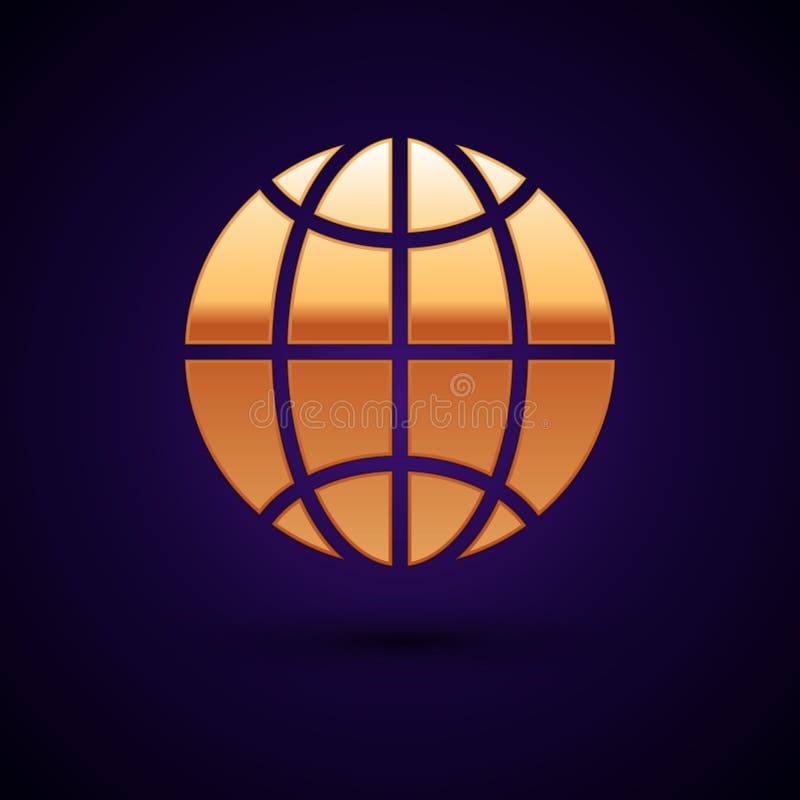 Gold Global Technology or Social Network Icon Isolated on Black ...