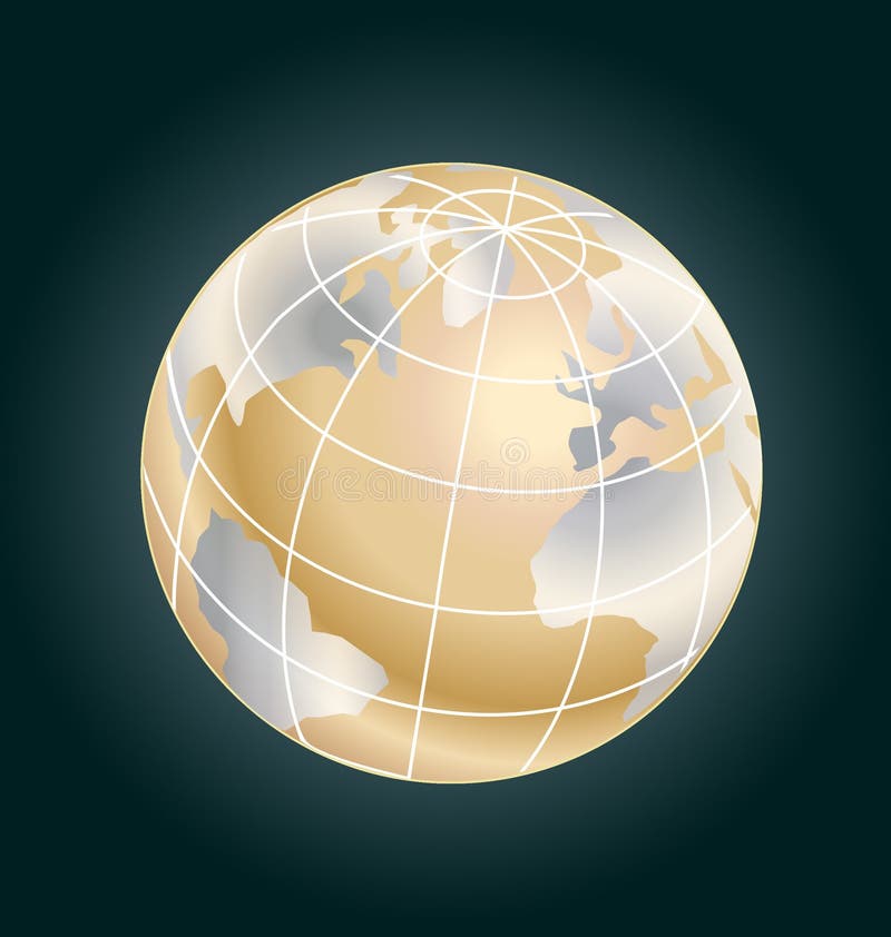 Gold Globe Planet Earth Vector Image Stock Vector - Illustration of ...