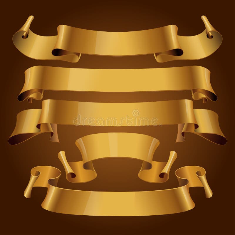 Gold Textured Ribbons Stock Illustrations – 241 Gold Textured Ribbons ...