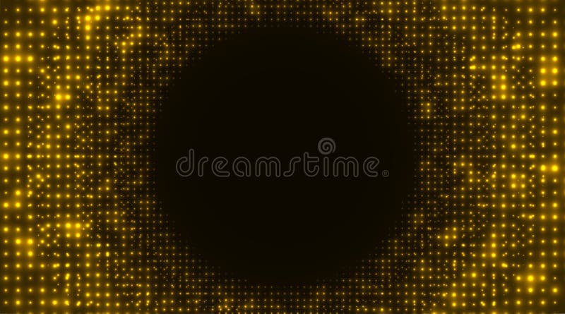 Gold Glowing Grid with a Radiant Effect, Forming a Dark Circle in the ...