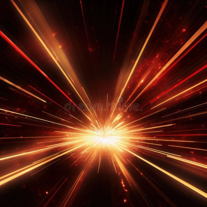 Gold Glowing Light Beams and Red Lights on the Background Generative AI ...
